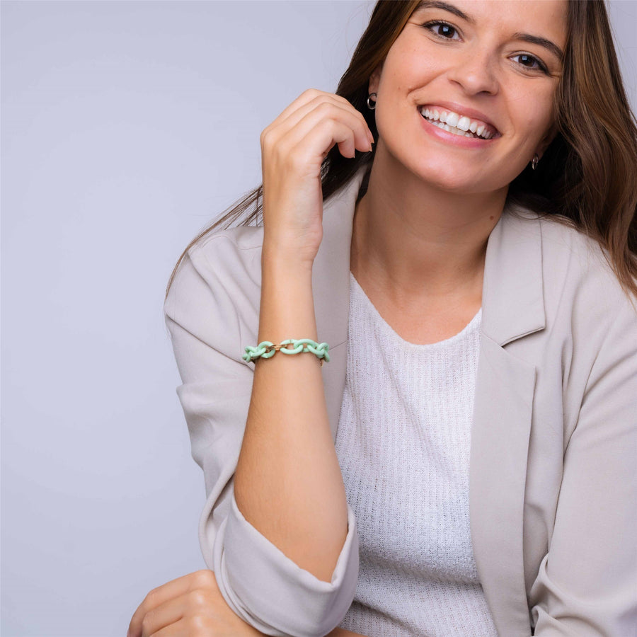 Mint Green Triple Tangle Pop Bronze Bracelet – X Jewellery